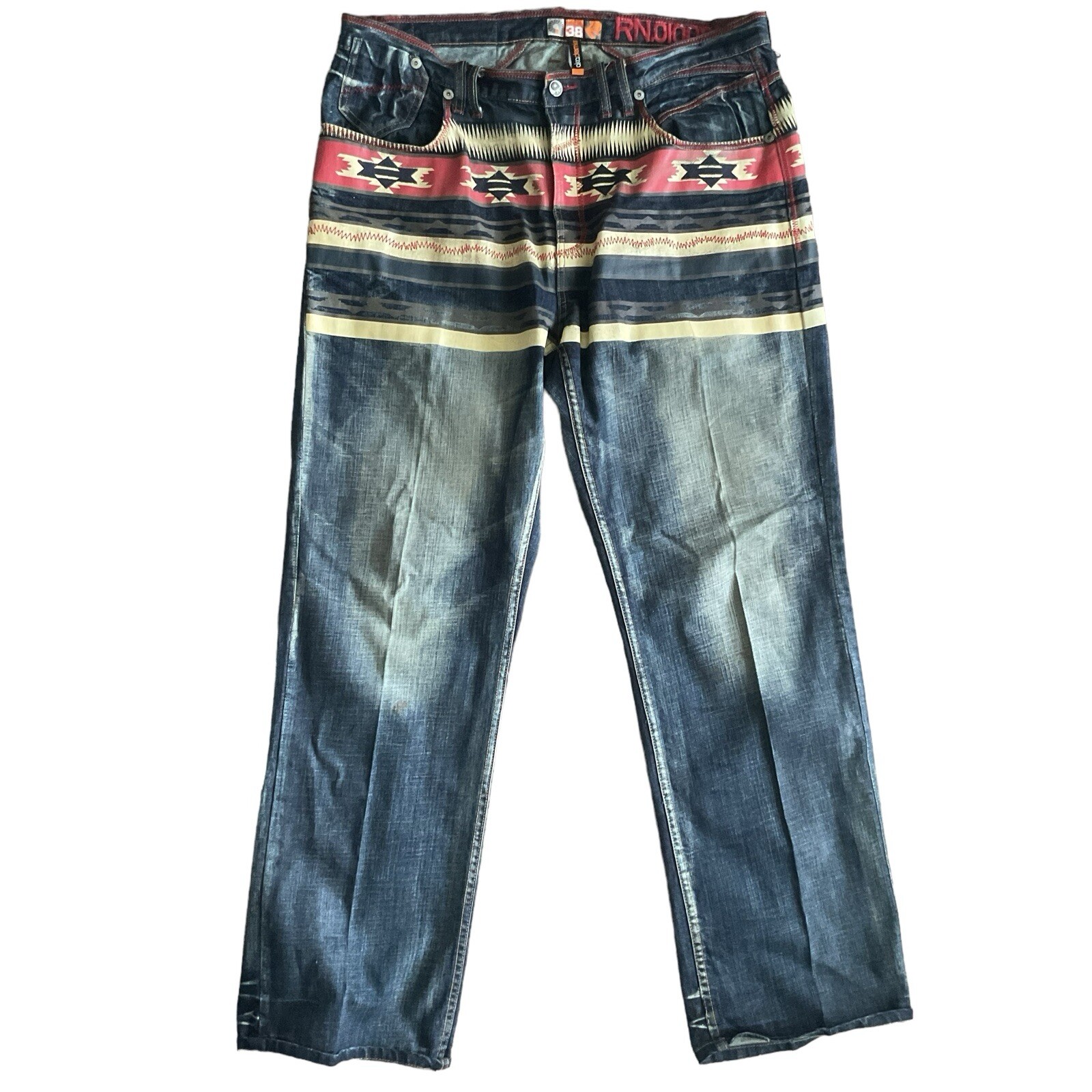 Y2K Akademiks Jeans Baggy Native Warriors Aztec Print… - Gem
