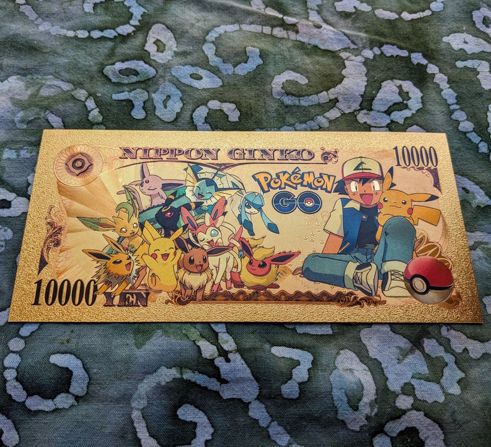 Rare FULL 13 piece Collectable 24k Gold Foil Plated Pokemon Banknote ...