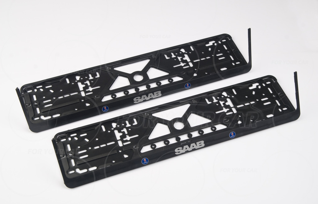 2x SAAB LOGO LICENSE PLATES FRAMES NUMBER PLATE SURROUNDS HOLDERS FOR ...
