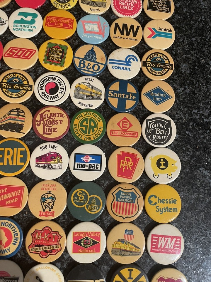 Vintage Lot Of 75+ Railroad Pinback Buttons & Badges. Old Rare Railroad ...