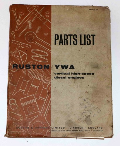 1960s Parts List Ruston Air-cooled Vertical high-speed diesel engines ...
