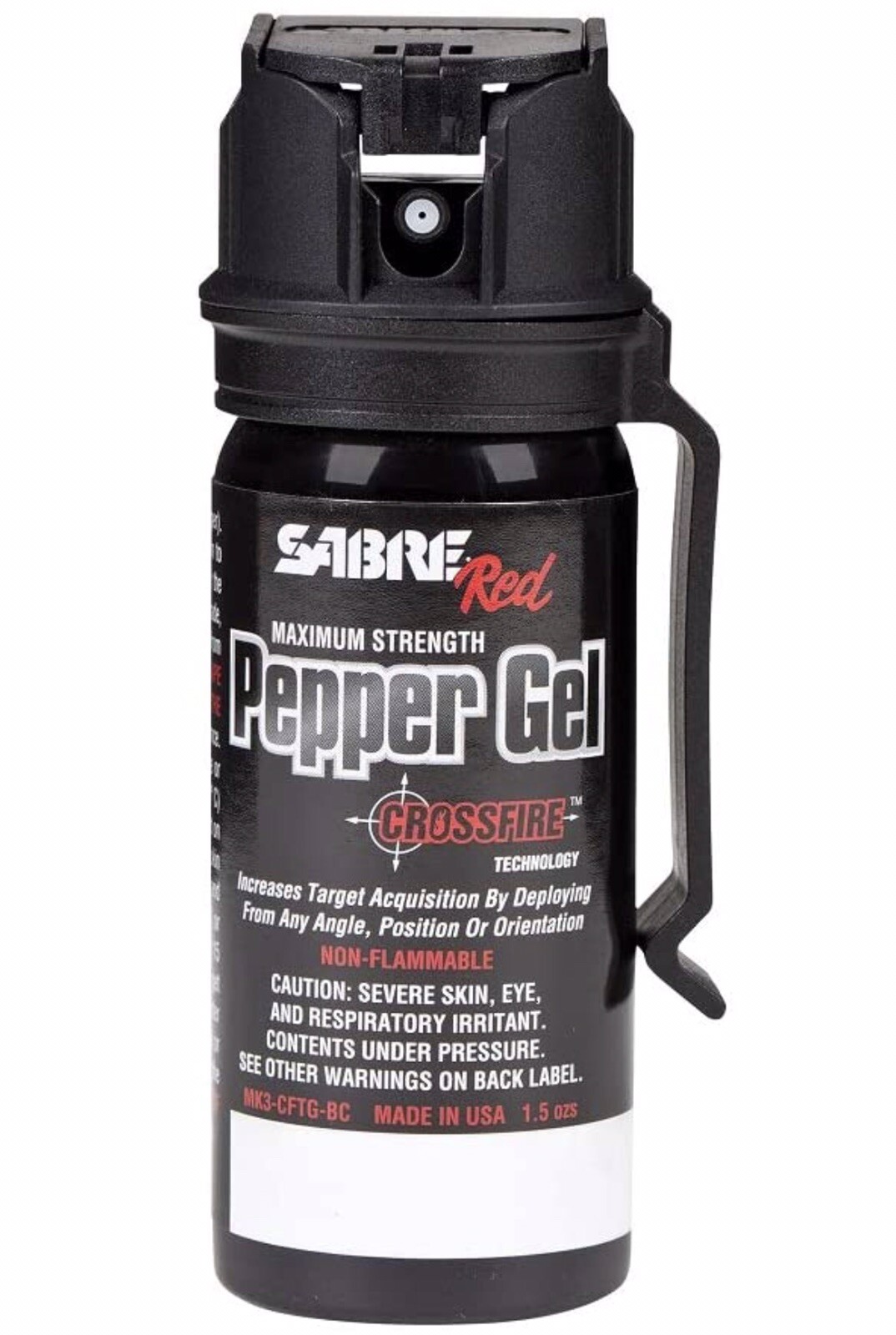 SABRE RED Crossfire Pepper Gel Spray with Belt Clip – 360-Degree ...