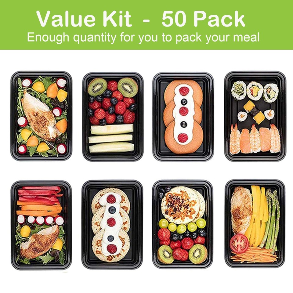 50 Pack Meal Prep Container, Disposable Lunch Box, Food Storage ...