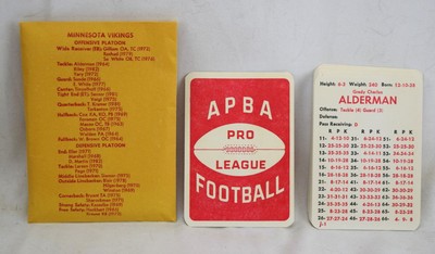 APBA Pro League Football 33 Player Card Set Multiple Years Minnesota ...