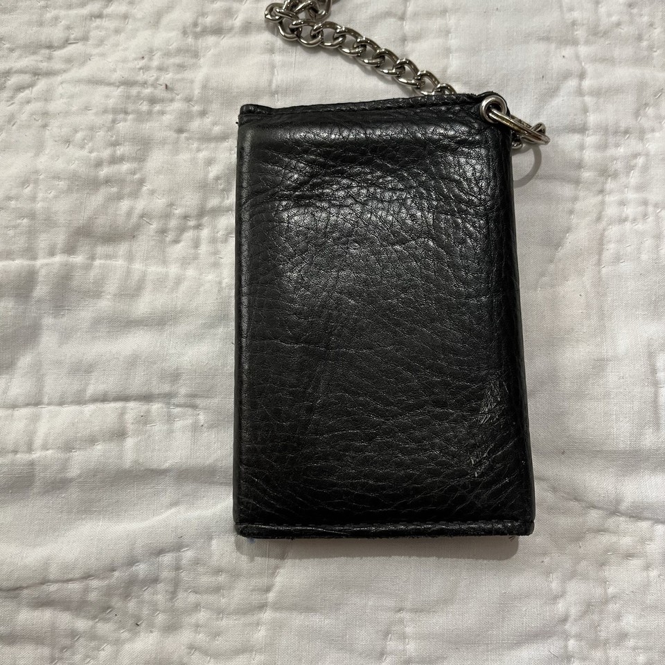 Harley Davidson Tri Fold Leather Chain Wallet Motorcycle Biker Black ...