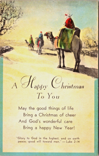 Christmas Greeting Religious Wisemen Riding Camels Poem Bible Verse WOB ...