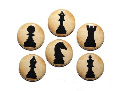 Set of 6 CHESS PIECES GOLD Buttons Pinbacks Badges 1 inch 1" | eBay