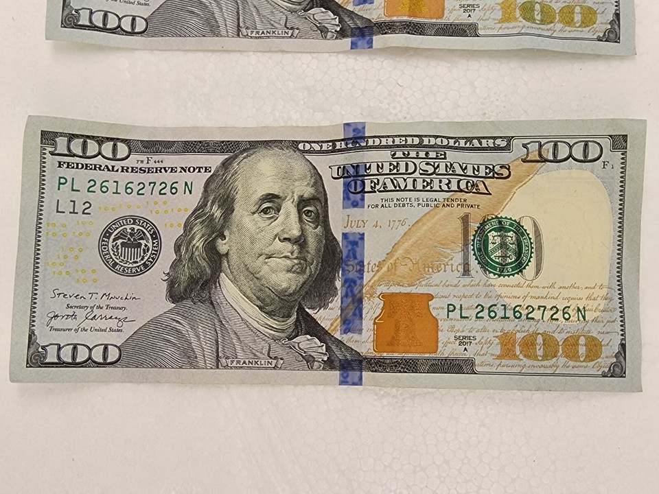 Lot of 3 Consecutive Serial Numbers $100 Dollar Bills Rare Notes Series ...