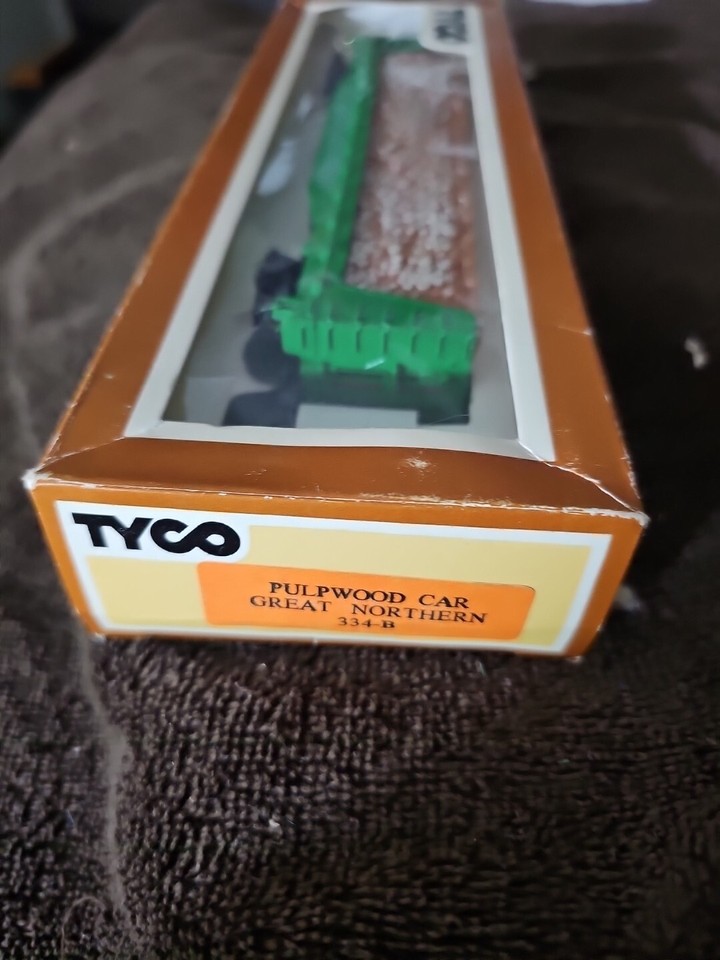 Vtg Tyco HO Scale Green Great Northern Pulpwood Train Car w/ Original ...