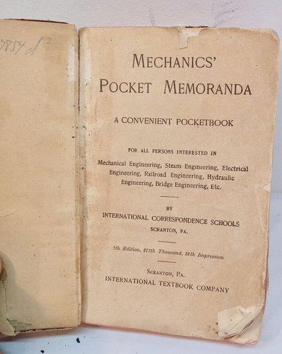 Antique Mechanics' Pocket Memoranda - Pocket Handbook | eBay