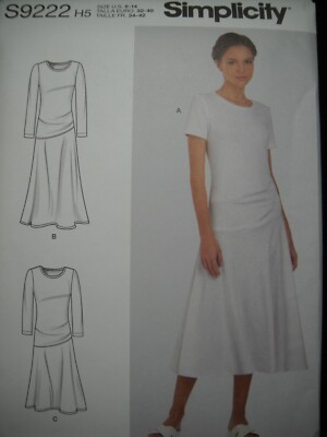 Knit Dress in 2 Lengths size 6-14 Simplicity 9222 Sewing Pattern | eBay