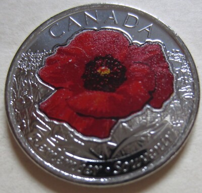 2015 Canada Colored Poppy Quarters Twenty-Five Cents Coin. MINT UNC 25 ...