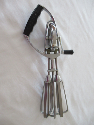 Vtg Maynard Egg Beater Hand Held Crank Mixer Stainless Steel Black ...