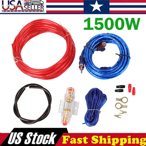 Car Audio Cable 1500W Amp Amplifier Install RCA Subwoofer Sub Wiring 8 ...