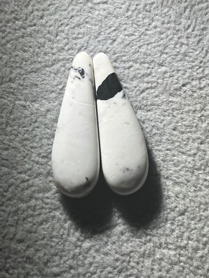 White Buffalo Turquoise pair tear drop Cabochons 22.65 ctw USA Tonopah ...