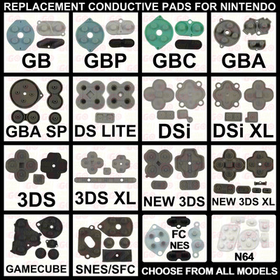 Conductive Rubber D-Pad GB/GBC/GBA/SP/DS/Lite/DSi/New/3DS/XL/SNES/NES ...