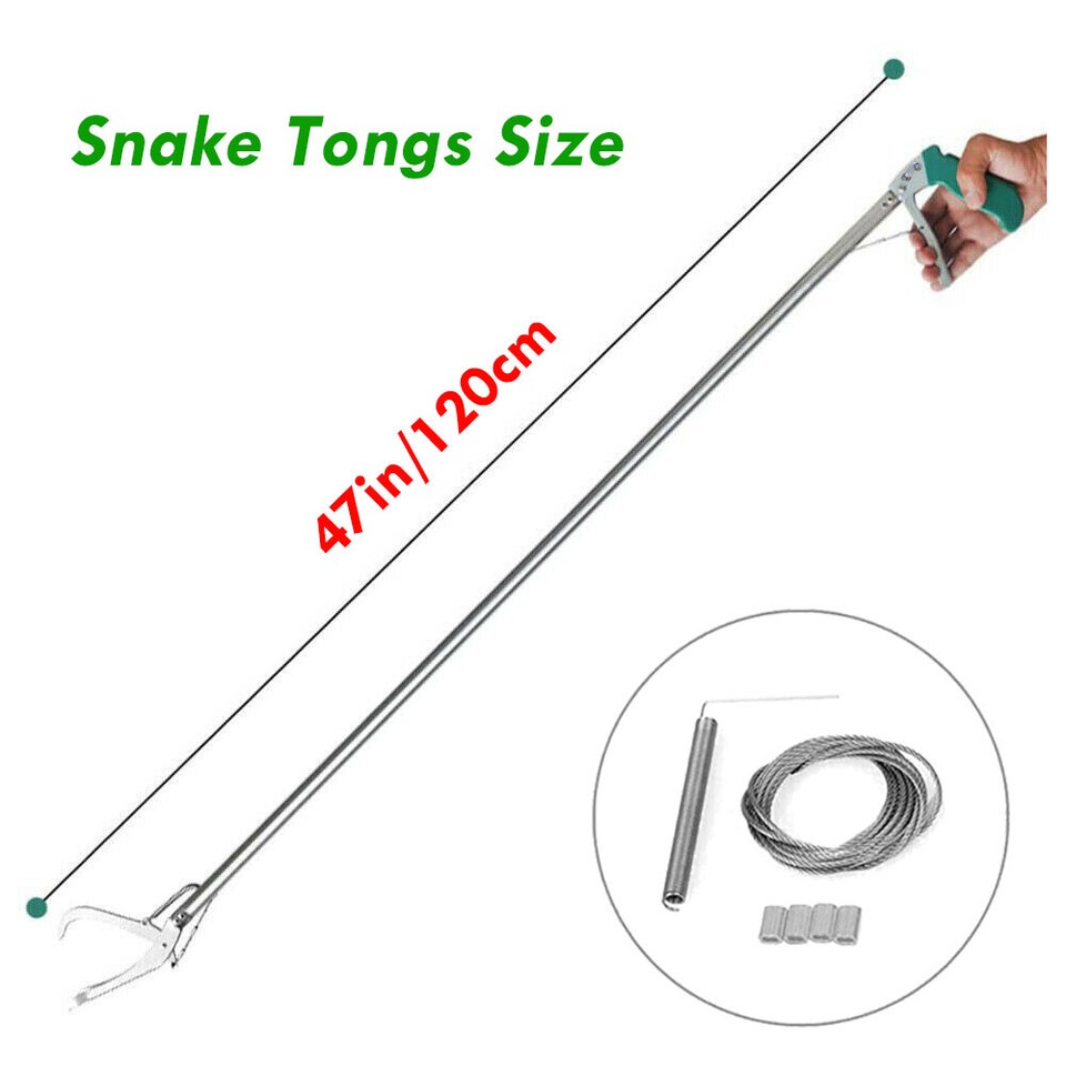 47” Snake Tongs Reptile Catcher Grabber Heavy Duty Wide Jaw Handling ...