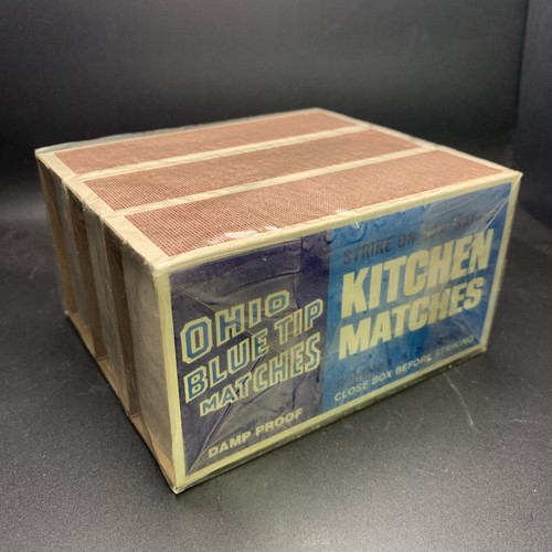 VINTAGE 1979 OHIO BLUE TIP WOOD KITCHEN MATCHES Strike On Box - 750 NOS ...