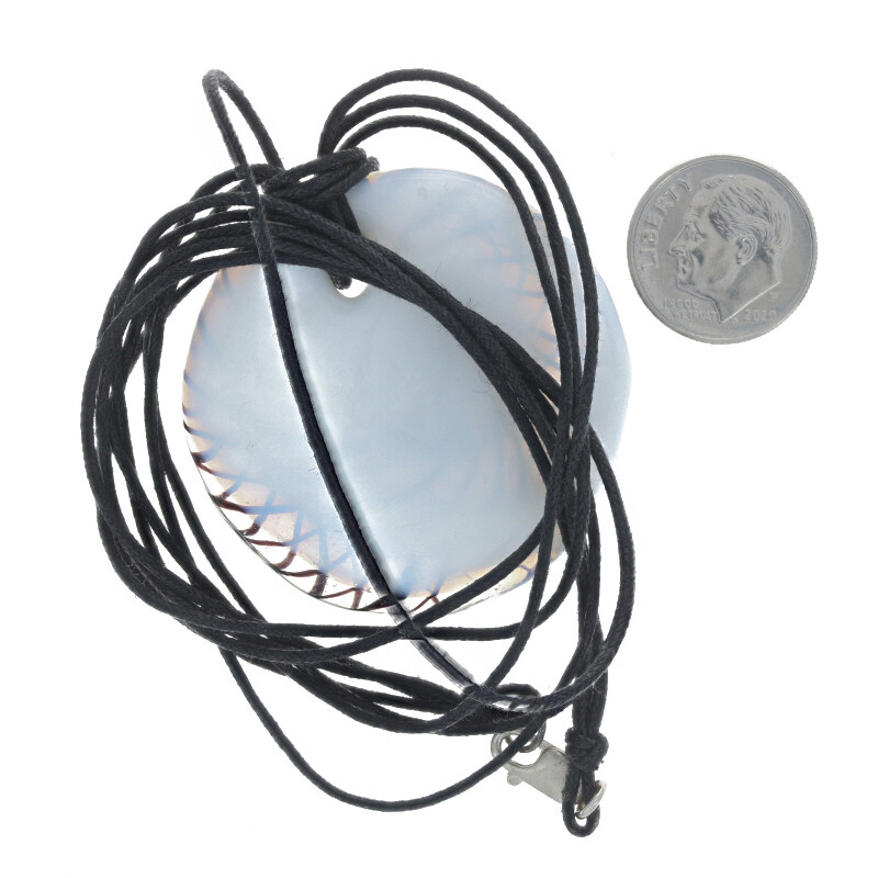 NEW Glass Circle Pendant & Black String Necklace - Sterling Silver ...