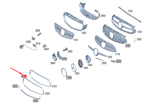 MERCEDES-BENZ A W176 RADIATOR GRILLE RIGHT TRIM MOLDING A2388854501 NO ...