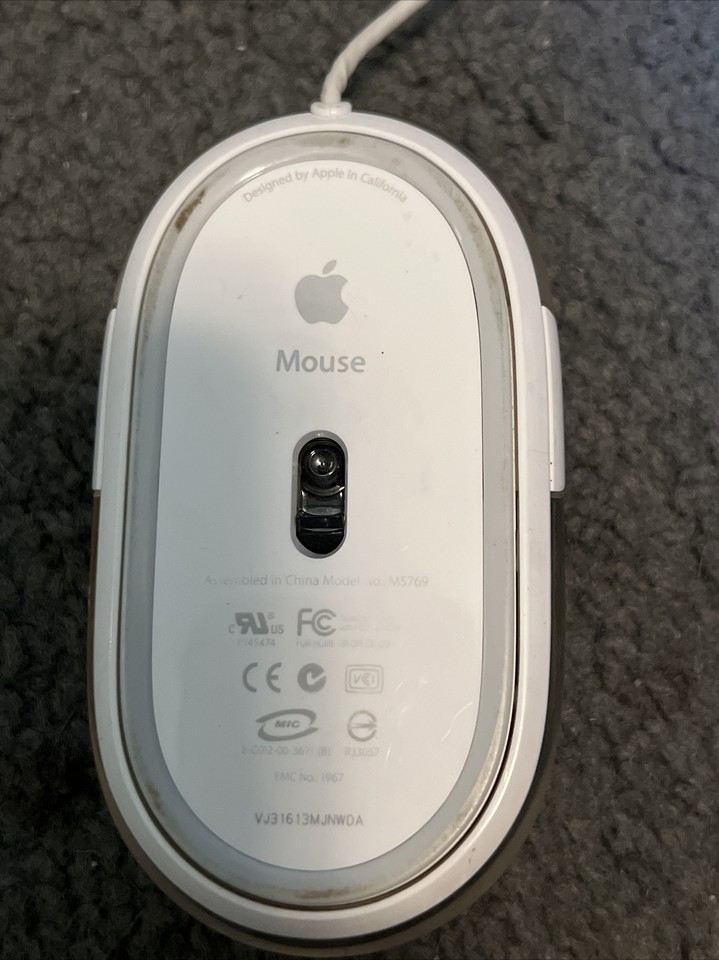 Genuine Apple Optical Mouse Clear White USB M5769 TESTED AND WORKS ...