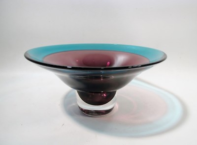1992 Vtg JEFF ULRICH Colorado Loki Studio ART GLASS Works Sommerso Bowl ...