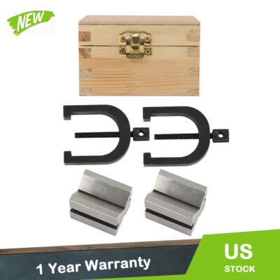 Precision Engineers Vee Blocks 90 Degree Clamp Set - Hardened Steel V ...