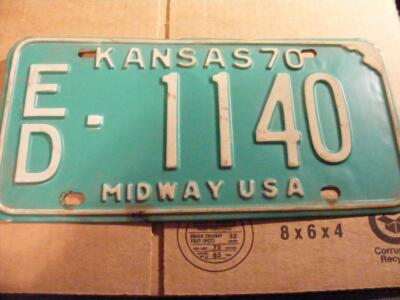 1970 KANSAS STATE LICENSE PLATE AUTO CAR VEHICLE TAG,ED 1140 EDWARDS ...