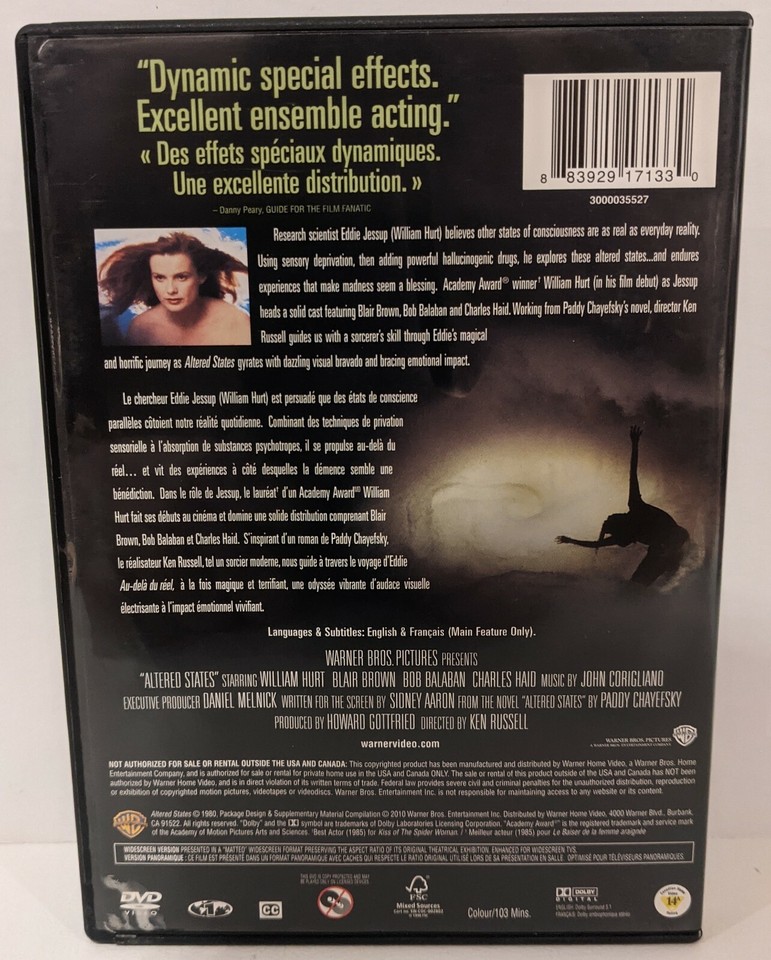 Altered States (Warner Bros. DVD, 1980, Widescreen, Region 1/A NTSC ...