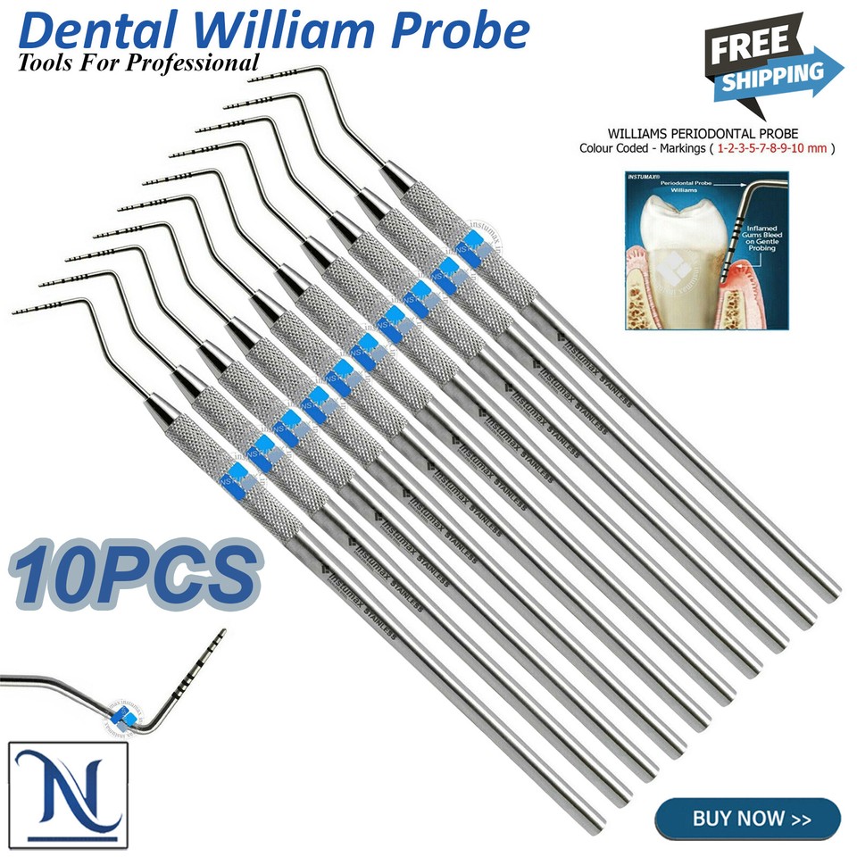 Dental William Probe Color Coded 1,2,3,5,7,8,9,10 Marking Diagnostic ...