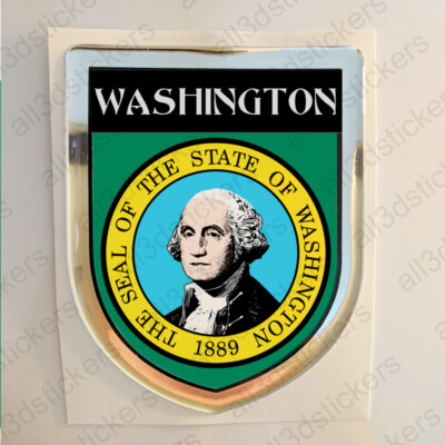 Washington USA Sticker Seal Resin Domed Flag United States 3D Shield ...