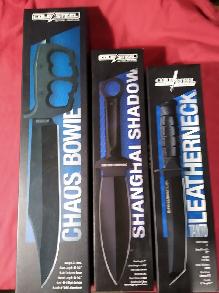 COLD STEEL KNIFES - CHAOS BOWIE- SHANGHAL SHADOW-LETHERNECK | eBay