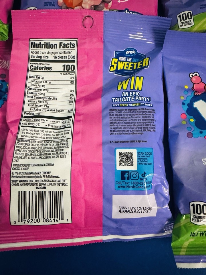 6 Nerds Candy Gummy Clusters Grape Strawberry Blitz 5 Oz. Bags BB: 10/ ...