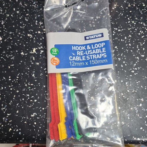 Sticking Straps Cable Ties 150mm x 12mm Multi-Coloured Re-usable 10 ...