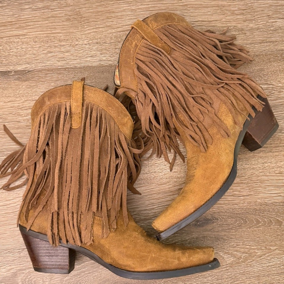 Ariat Gold Rush Fringe Western Boots Rustic Bark Suede Snip Toe Women's ...