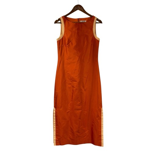 Jim Thompson Dress Orange Thai Silk Sheath Sleeveless Beautiful Basic ...