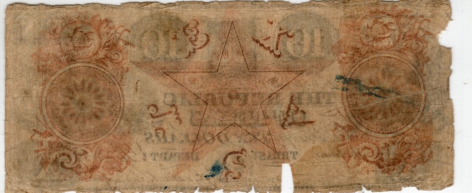 TX CR-A5 1839 $10 Texas Republic Paper Money | eBay