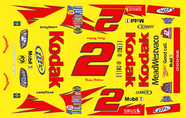 #2 Rusty Wallace 2005 Kodak Dodge 1/43rd Scale Nascar Waterslide Decals ...