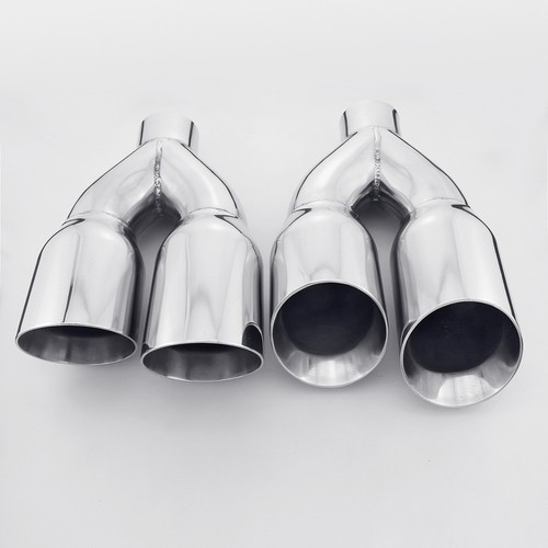 New 2.25" Inlet Staggered Exhaust Tips Twin Dual 3.5" Outlet Round ...