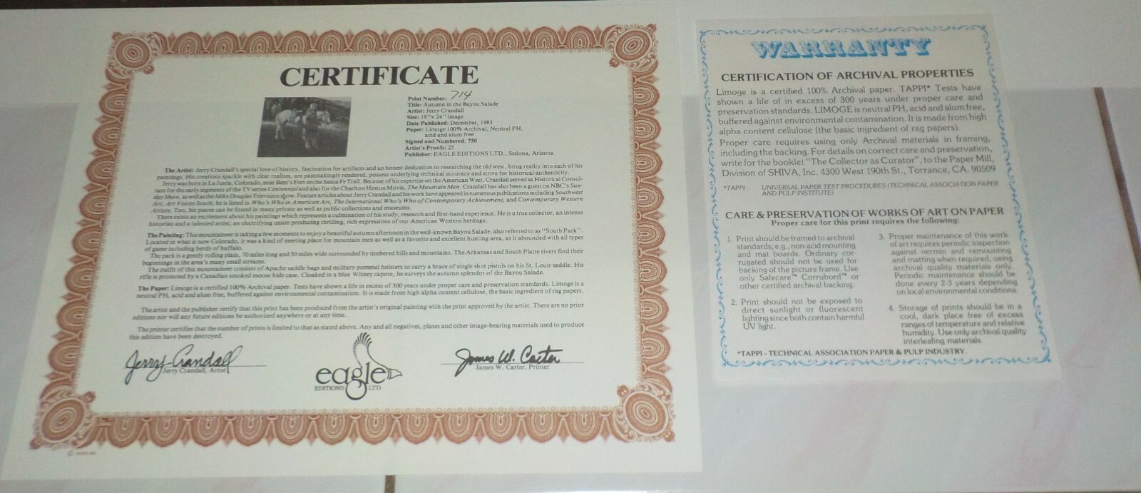 Artist Jerry Crandall Signed Autographed Print Autumn In The Bayou ...