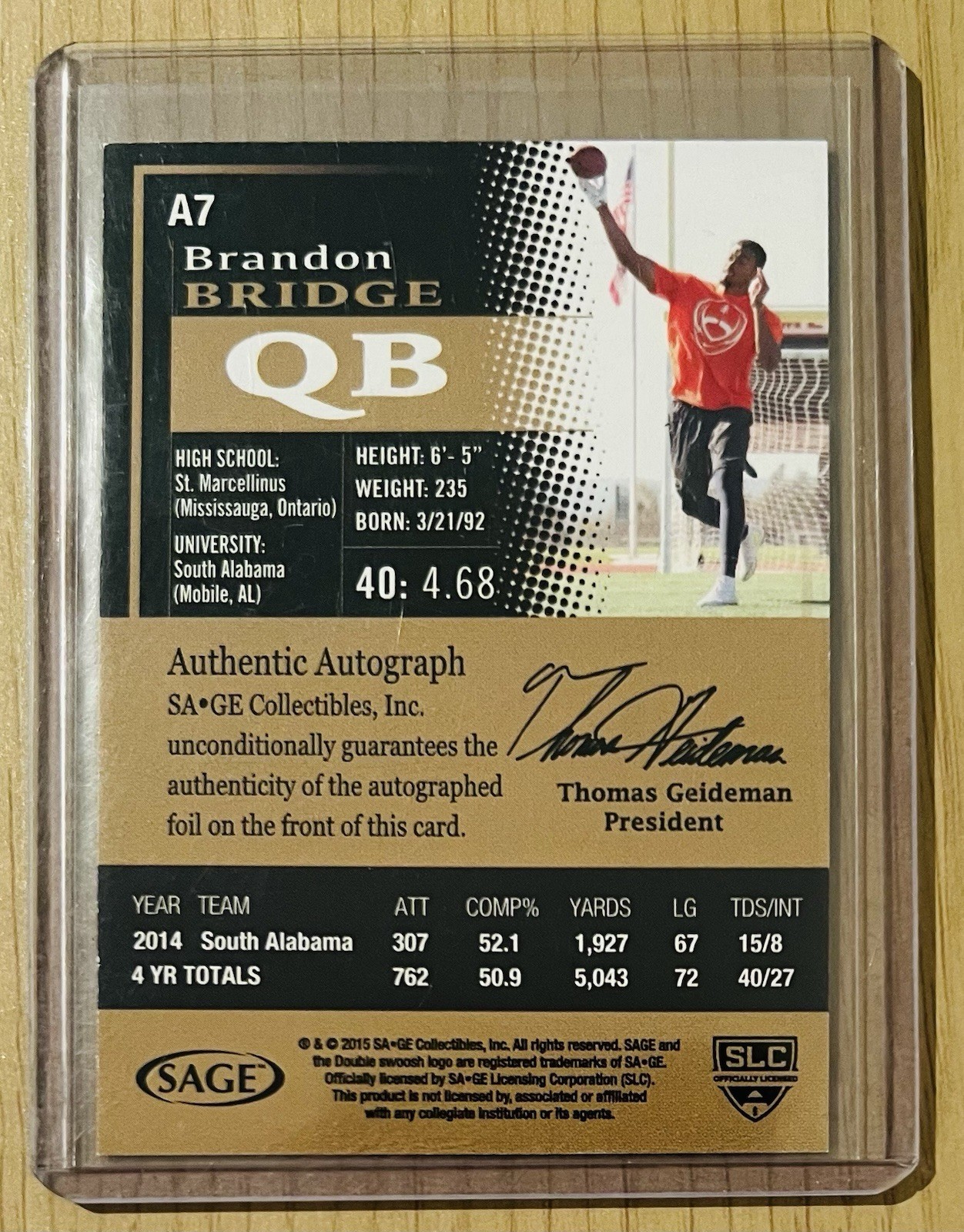 2015 Sage Hit - Autographs Brandon Bridge #A7 Black (AU, RC) for sale ...