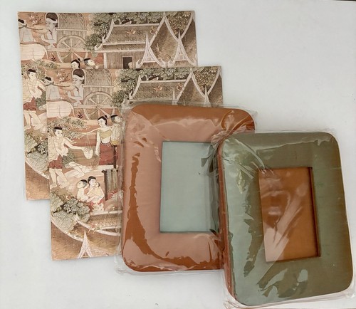 Jim Thompson Rare Pair of Two Printed Silk Padded Picture Frames ...