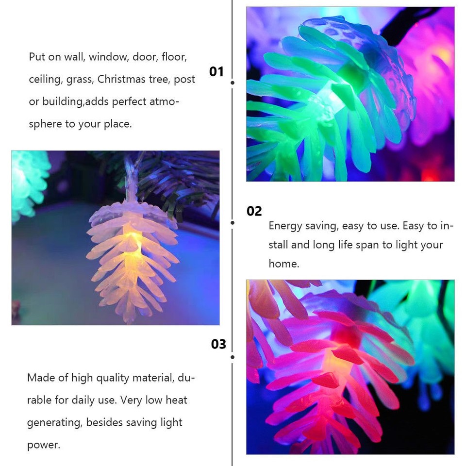 Xmas Creative Pine Cones Shape String Light Lovely String Light without ...