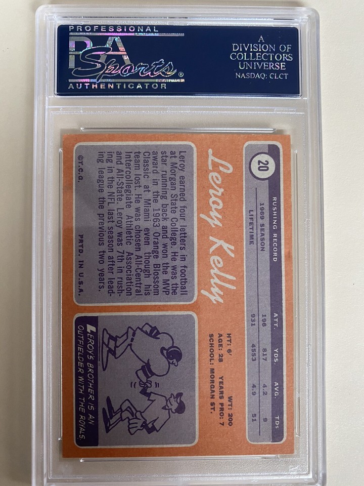 1970 Topps Leroy Kelly Autographed HOF 94. PSA/DNA Slabbed & Certified ...
