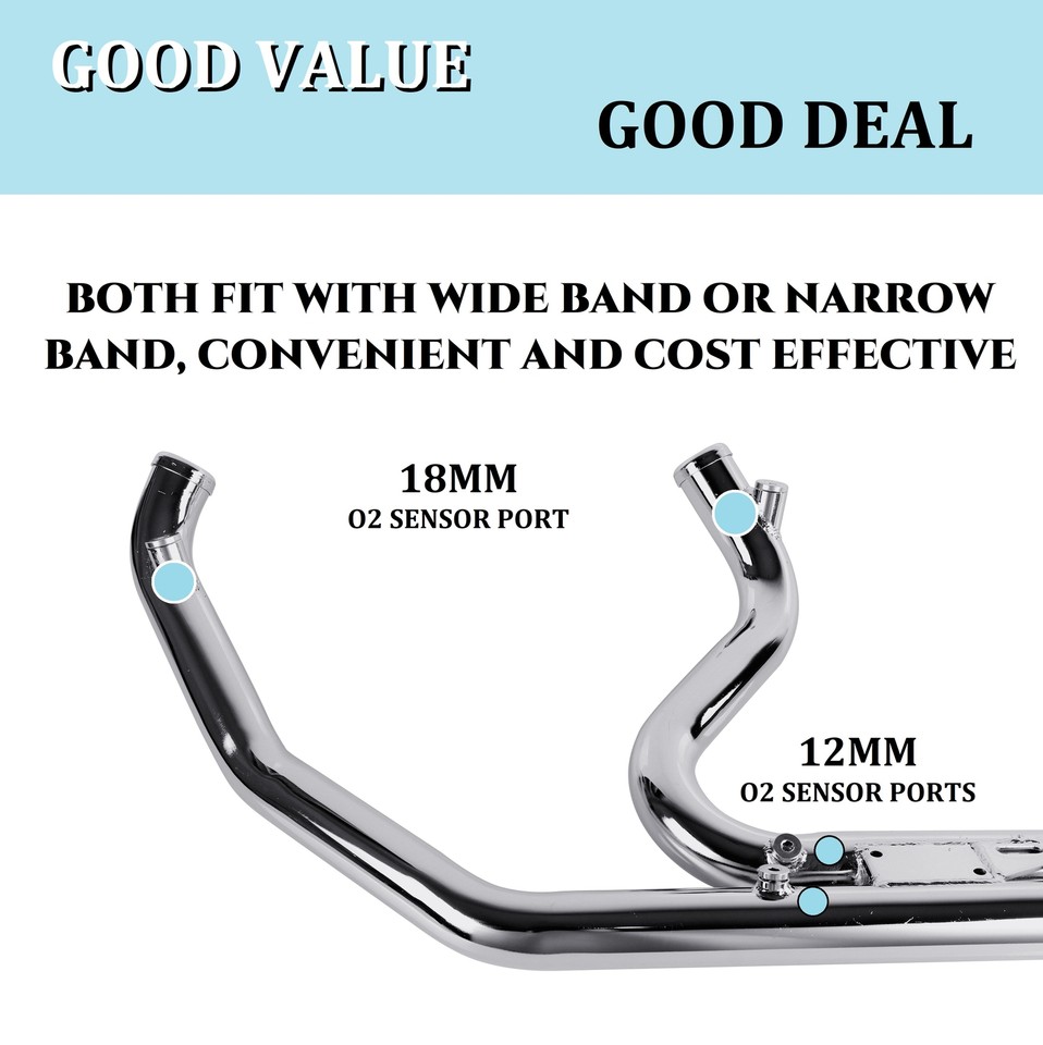 2009-2016 Harley Touring True Dual Exhaust SHARKROAD Rumble Head Pipes ...