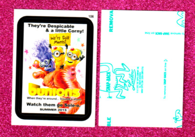 2015 Wacky Packages Series 1 "BUNIONS" #106 Green Ludlow Sticker Card ...