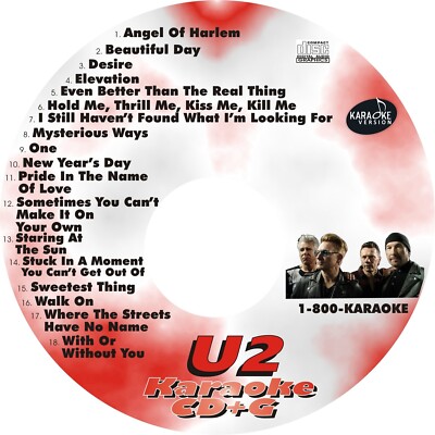 CUSTOM KARAOKE U2 18 GREAT SONG cdg CD+G RARE+NUMBER 1 HITS BONO EDGE ...