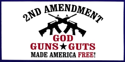 2nd Amendment God Guns Guts Made America Free! Vinyl Decal Bumper ...