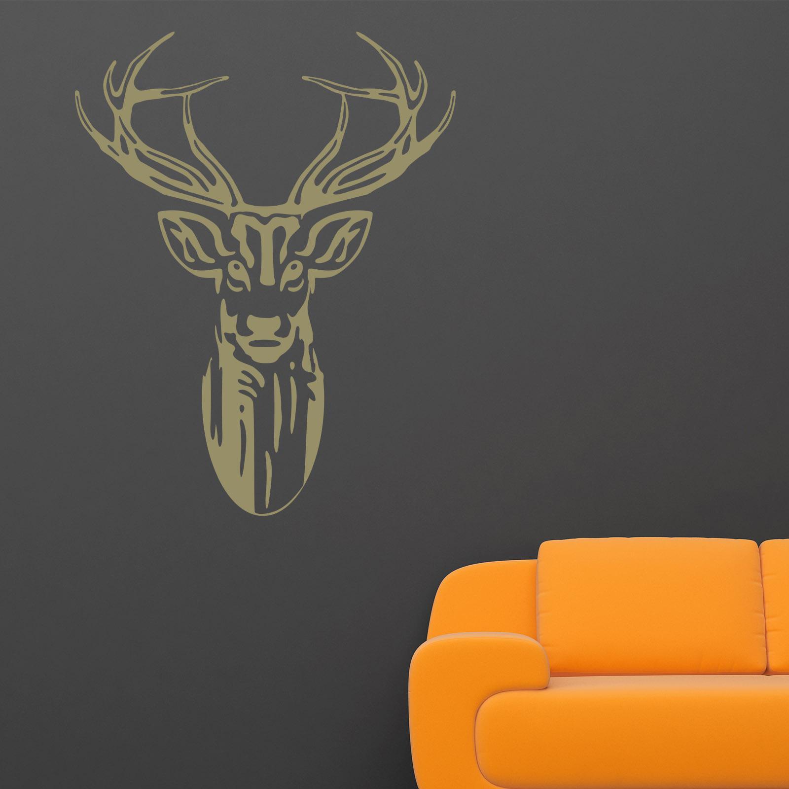 Stags Head Vintage Animal Wall Sticker Decal Transfer Design Home Matt ...