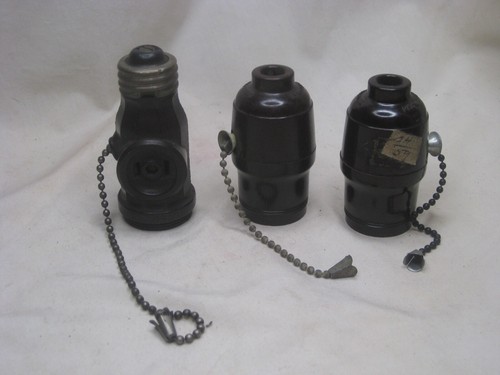 3 vintage lamp light pull chain switch Paulding socket sockets ...